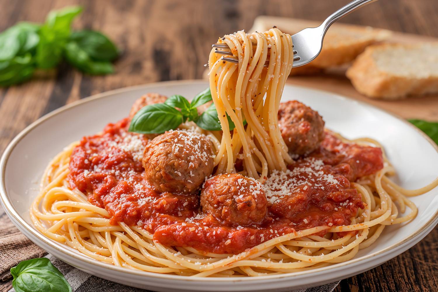 Spaghetti with Meatballs in Marinara Sauce
